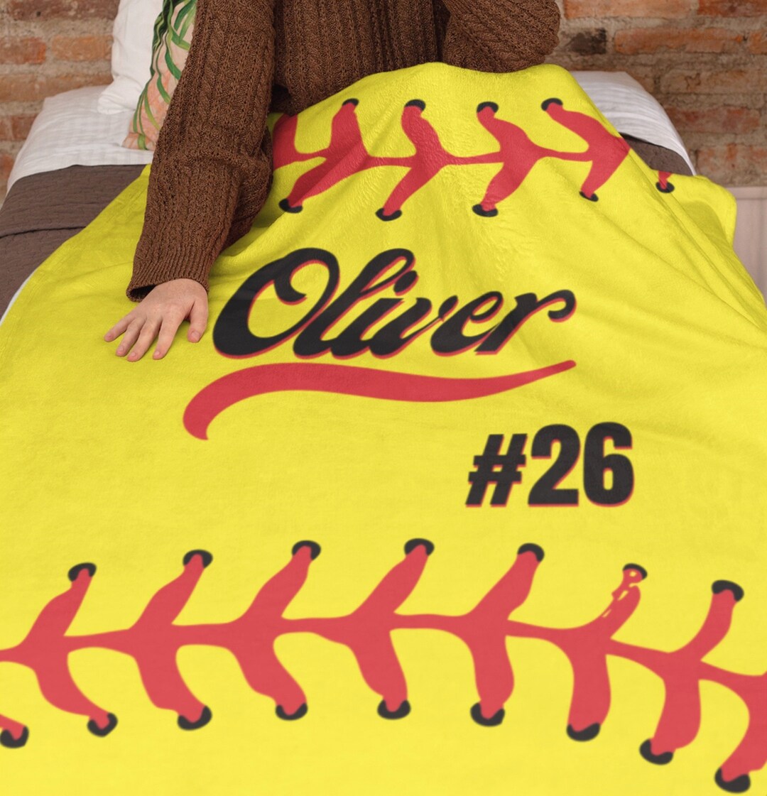 Custom Softball Blanket for Her, Custom Softball Team Gift, Softball ...