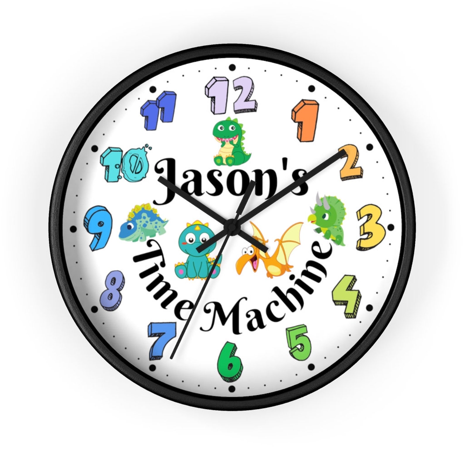 Wall Clock Kids Personalized Kids Room Clock Custom Dinosaur - Etsy