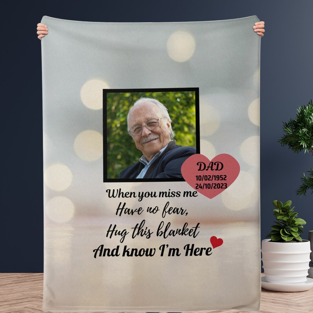 Personalized Memorial Blanket for Dad, When You Miss Me Hug Blanket, Blanket Gift for Loss of ...