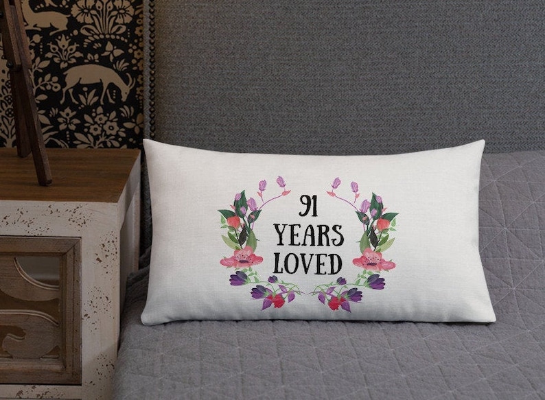 91 Years Loved Pillow Personalized Grandma Pillow for 91st | Etsy