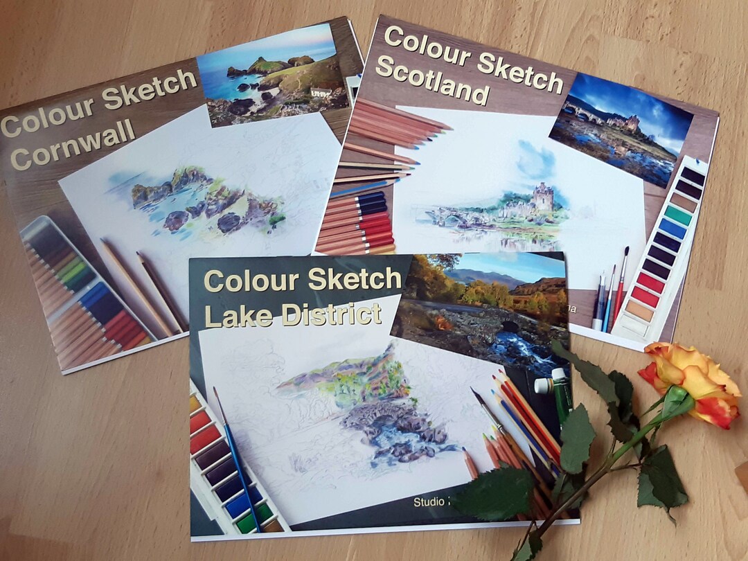 Colour Sketch Bundle of Classic Landscapes to Colour and Paint ...