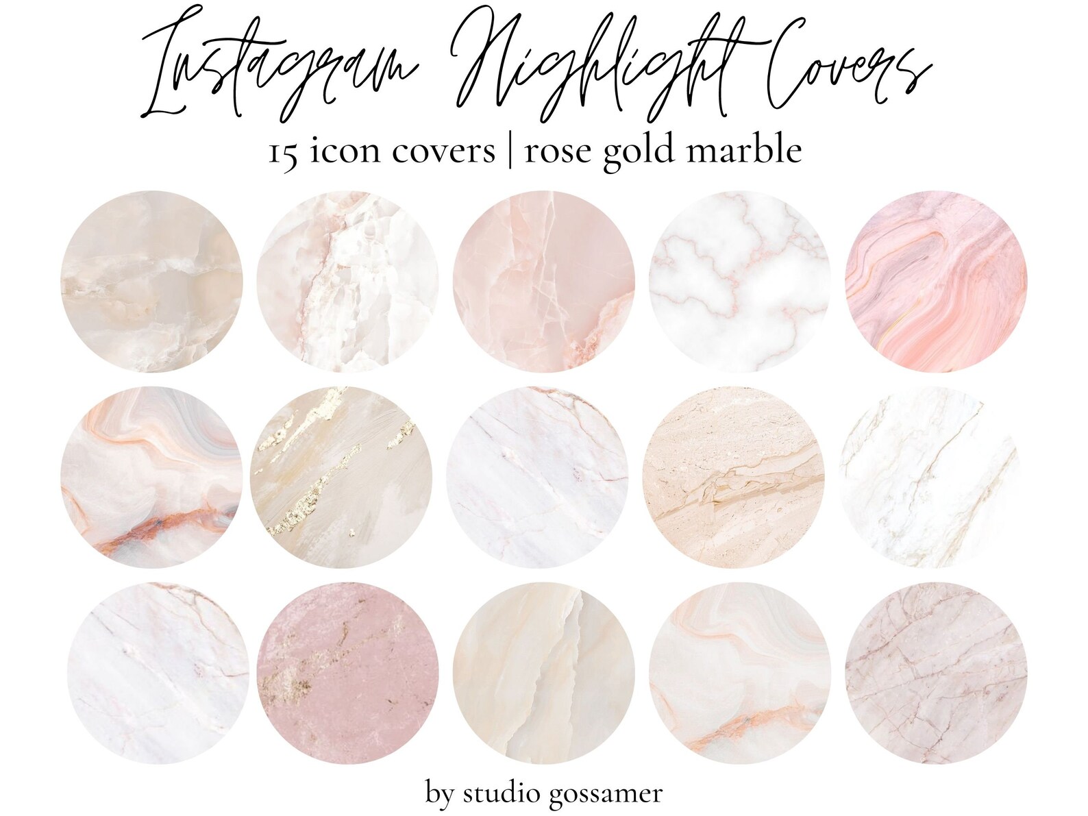 15 Rose Gold Marble Instagram Covers, Boho Aesthetic, Marbled IG ...