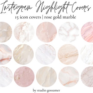 15 Rose Gold Marble Instagram Covers, Boho Aesthetic, Marbled IG ...