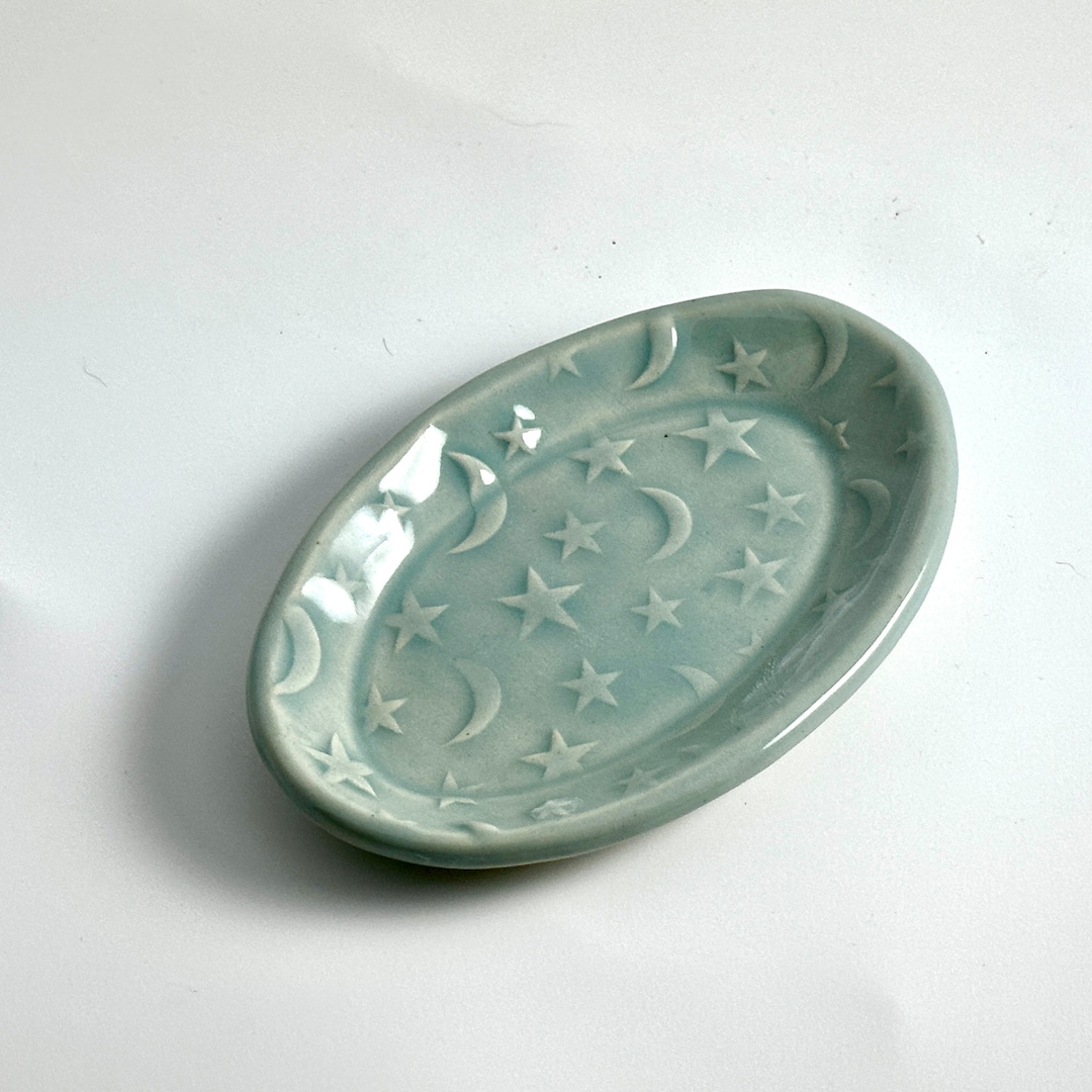Small Blue Moon and Stars Dish - Etsy