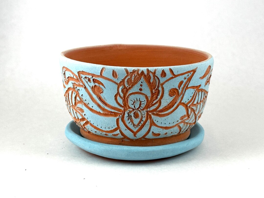 Porous Pot - Light Blue and Brown - Etsy