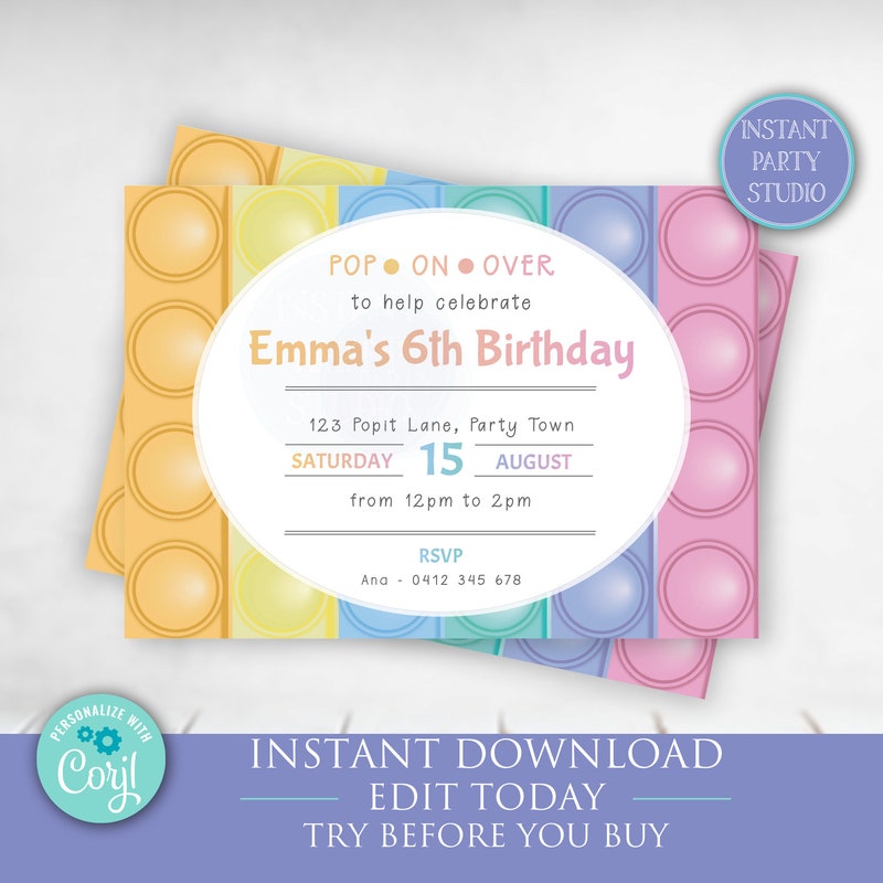 Popit Invitation - Etsy
