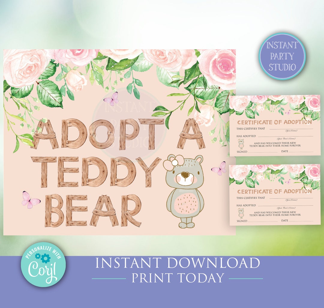 Teddy Bear Adoption Certificate, Teddy Bear Birthday, Teddy Bear Picnic ...