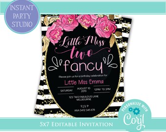 Two Fancy Invitation 2nd Birthday Invitation Two Fancy - Etsy