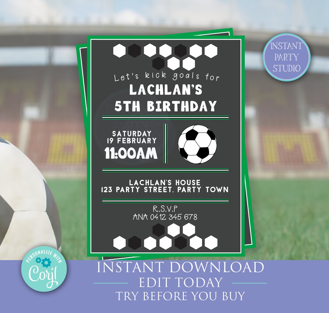 Soccer Invitation, Soccer Birthday Invite, Soccer Invite, Soccer Party ...