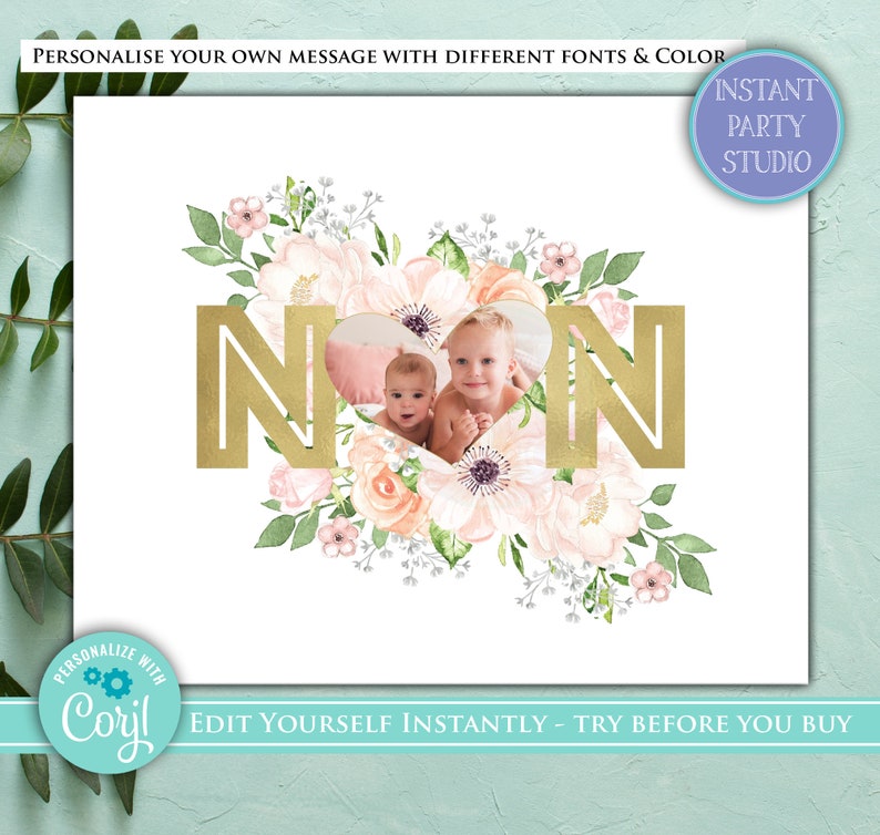 Nanna Mothers Day Gift Editable Photo Print Personalised - Etsy Canada