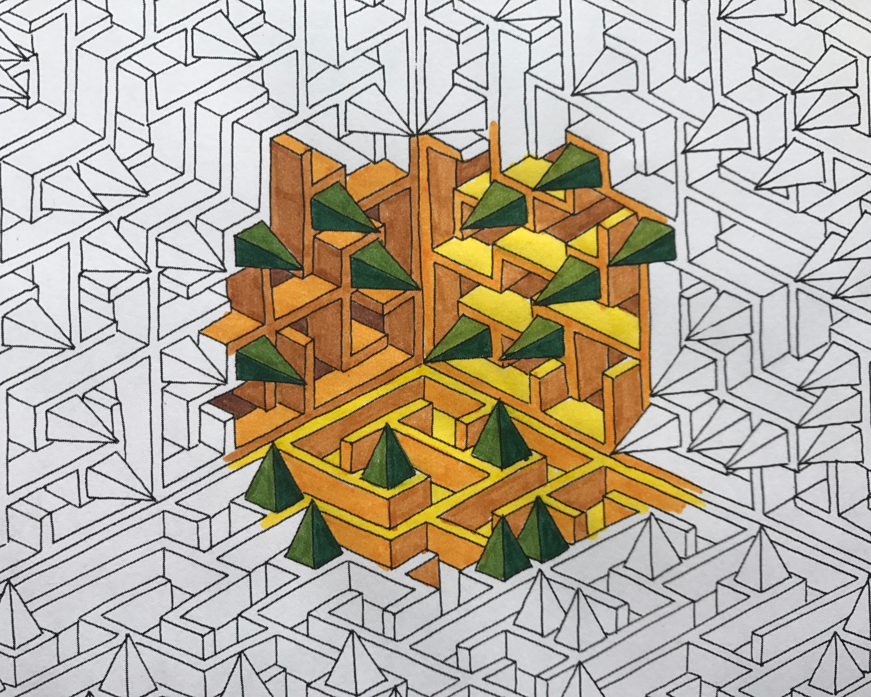 Colouring Page / Printable / Isometric Inverted Cube - Etsy Denmark