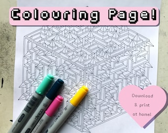 Colouring Page / Printable and Digital Versions / Isometric Rectangle ...