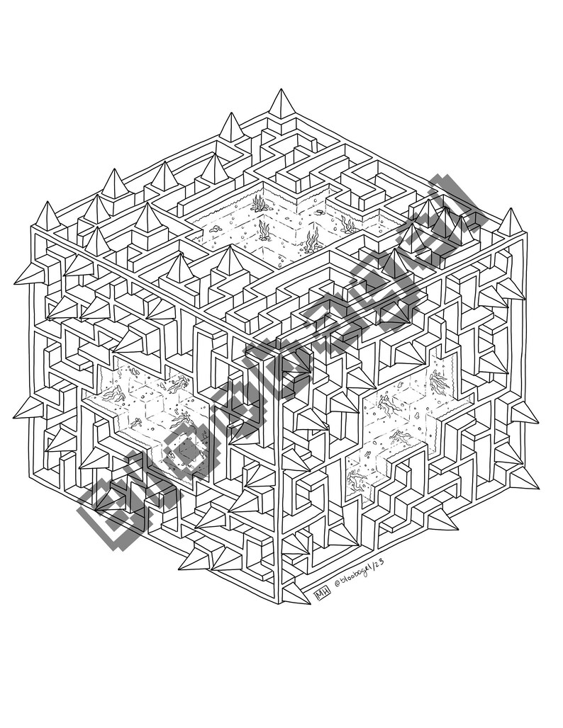 Colouring Page / Printable and Digital Versions / Isometric Pond Cube ...