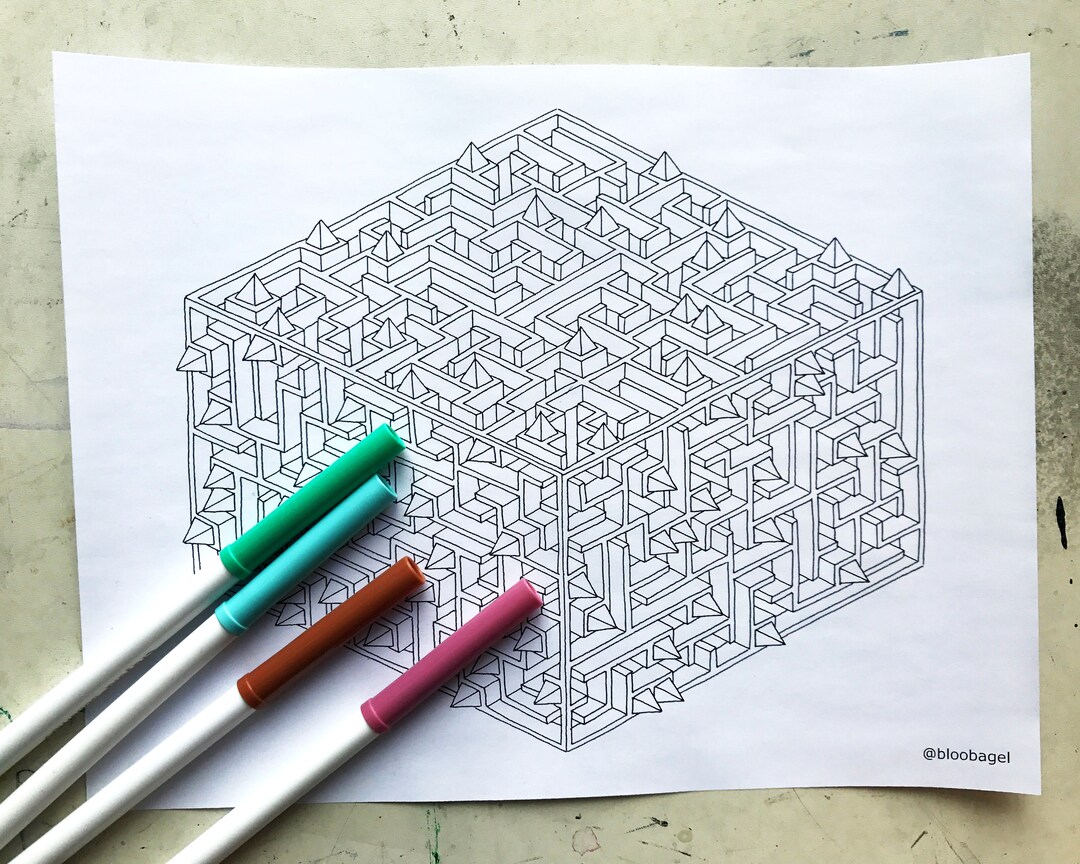 Colouring Page / Printable / Isometric Cuboid - Etsy
