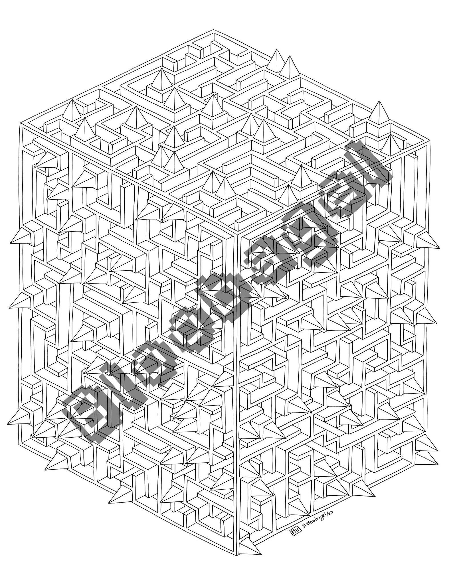 Colouring Page / Printable and Digital Versions / Isometric Rectangle ...