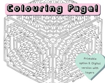 Colouring Page / Printable and Digital Versions / Isometric - Etsy