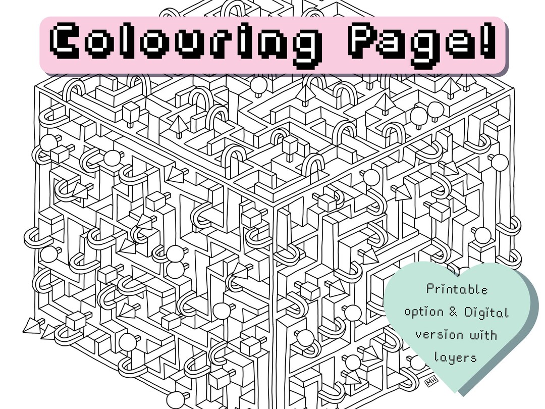Colouring Page / Printable and Digital Versions / Isometric Topiary ...