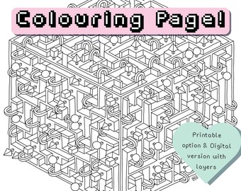 Colouring Page / Printable and Digital Versions / Isometric - Etsy