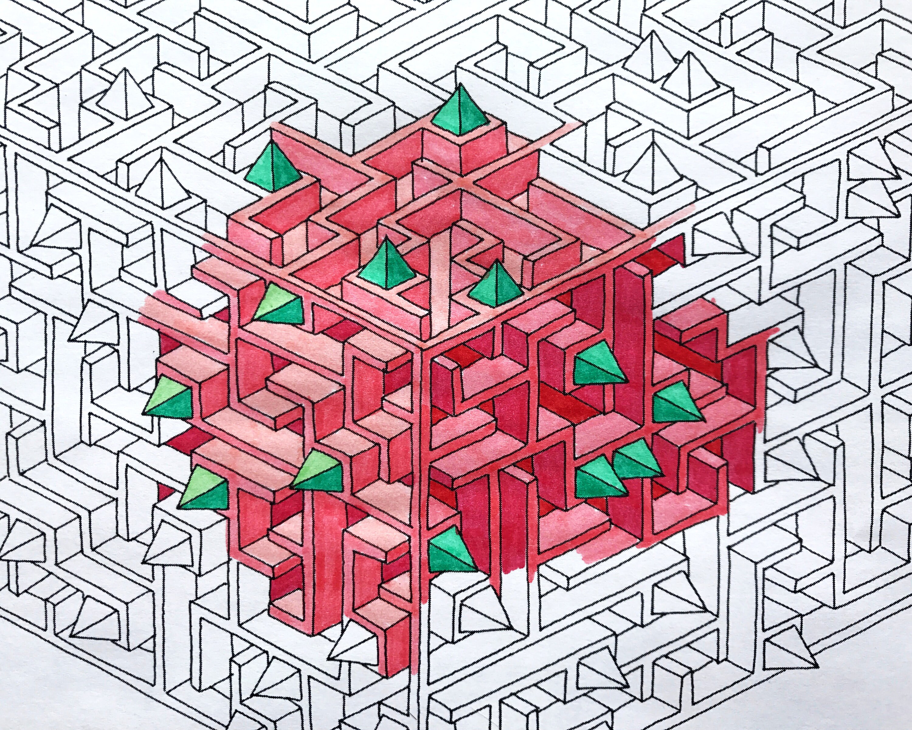 Colouring Page / Printable / Isometric Cuboid - Etsy