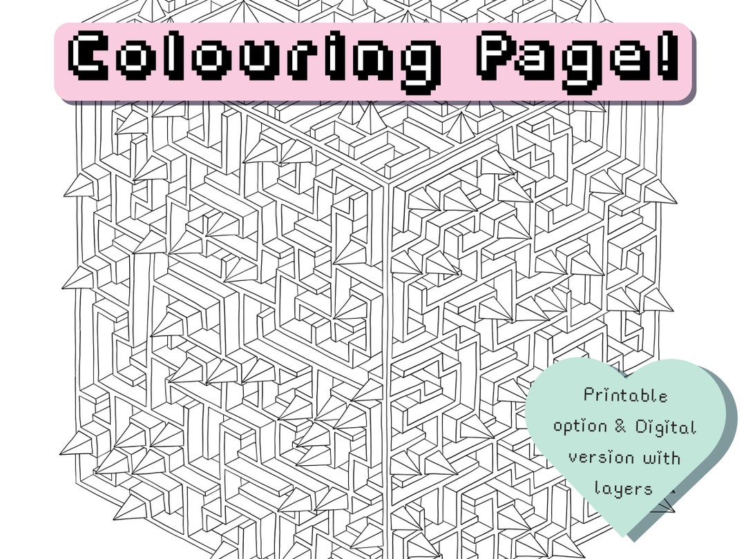 Colouring Page / Printable and Digital Versions / Isometric Rectangle ...