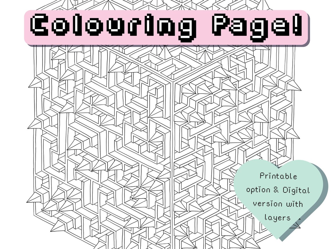 Colouring Page / Printable and Digital Versions / Isometric Rectangle ...