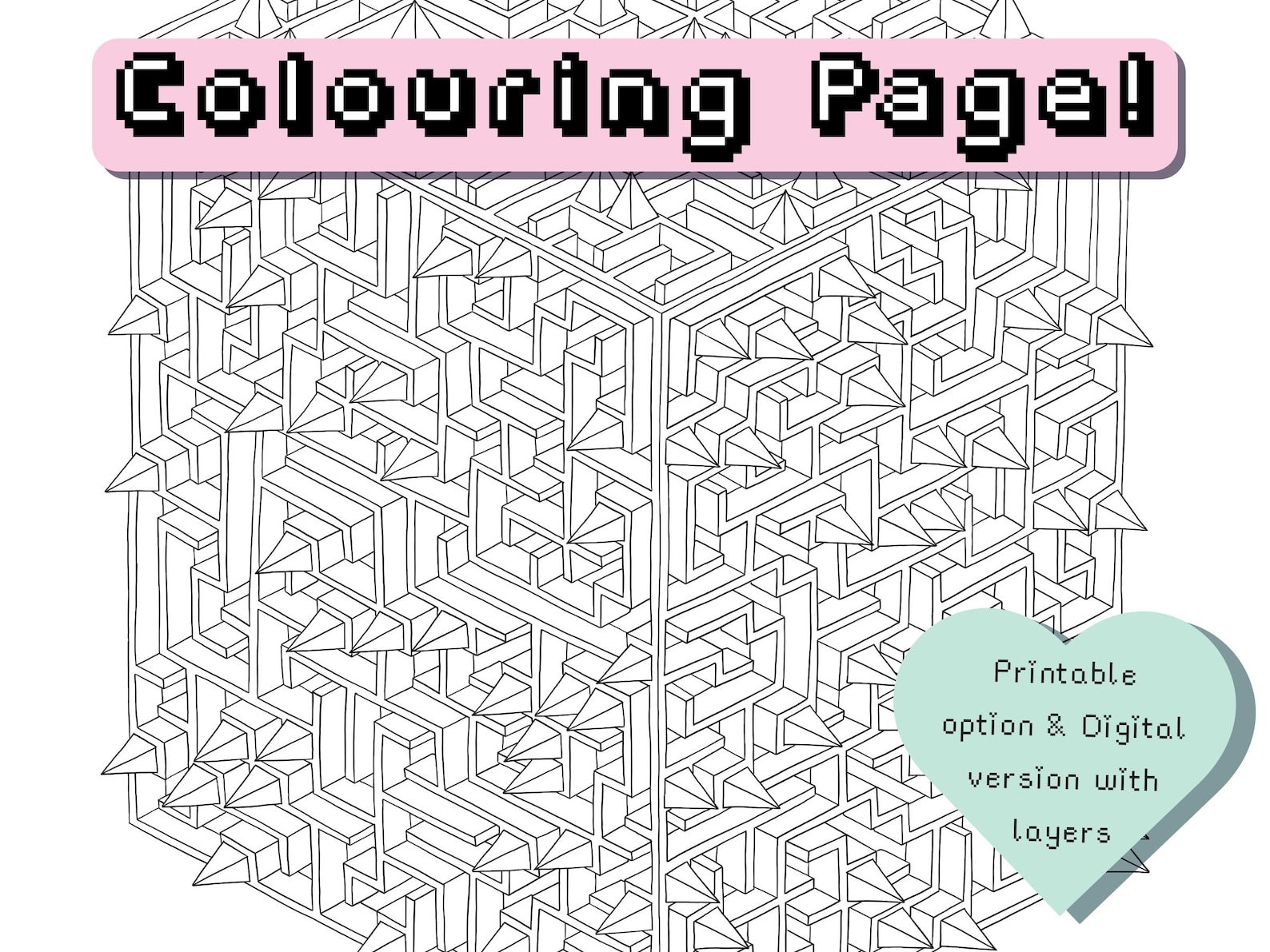 Colouring Page / Printable and Digital Versions / Isometric Rectangle ...