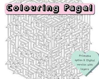 Colouring Page / Printable and Digital Versions / Isometric - Etsy