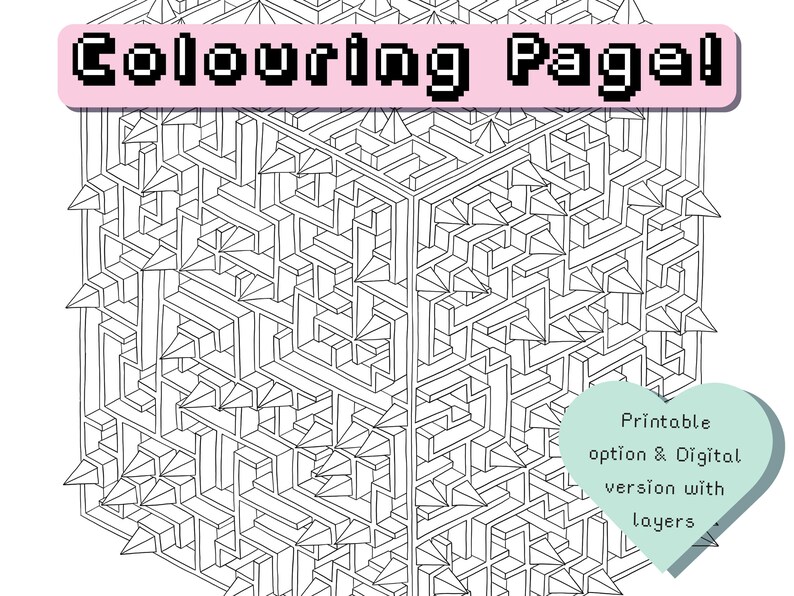 Colouring Page / Printable and Digital Versions / Isometric Rectangle ...