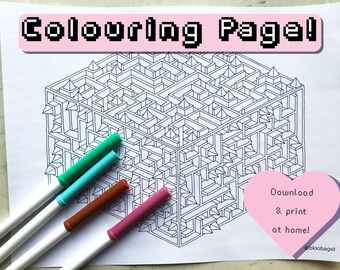 Colouring Page / Printable and Digital Versions / Isometric Rectangle ...