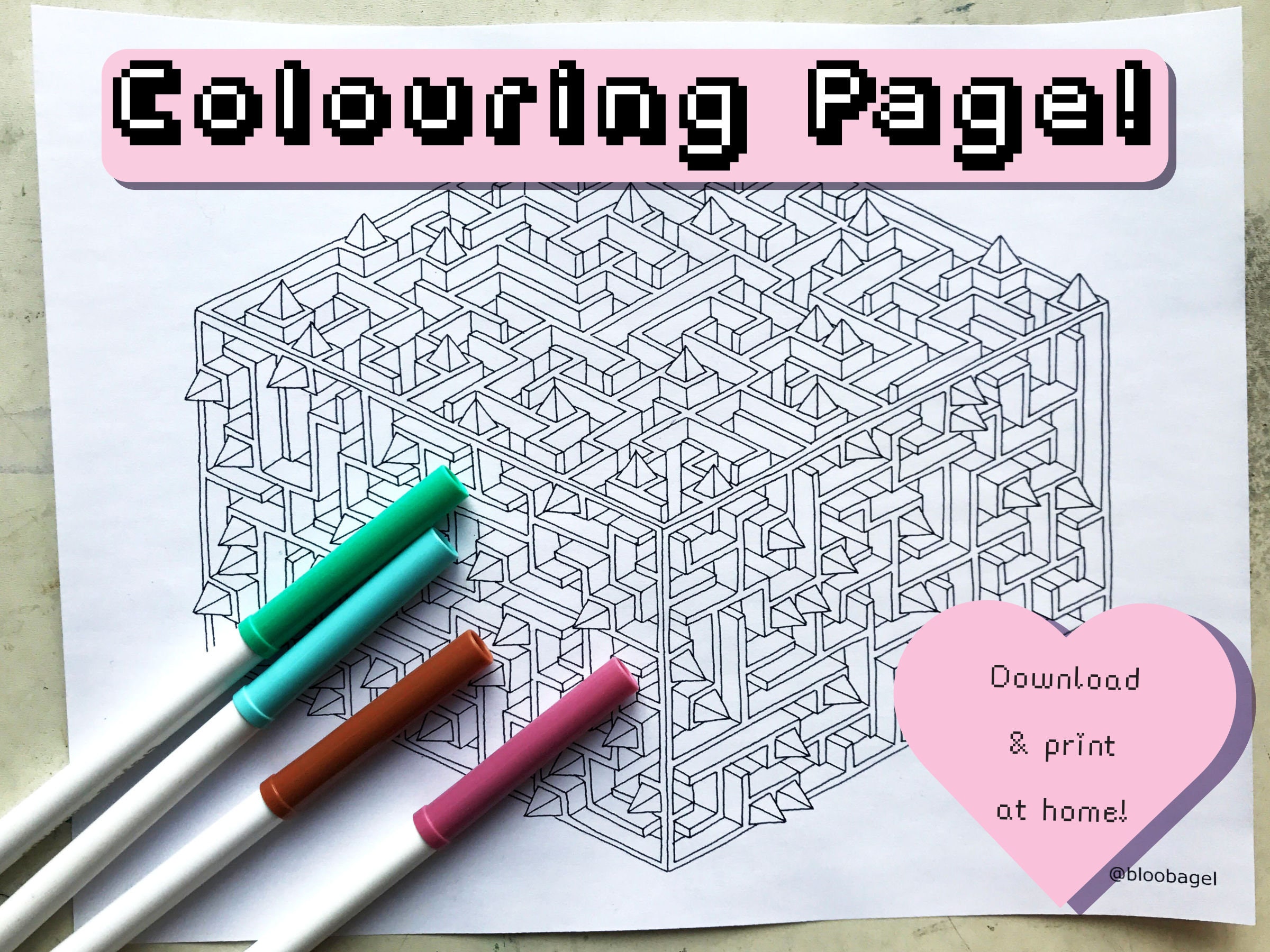 Colouring Page / Printable / Isometric Cuboid - Etsy