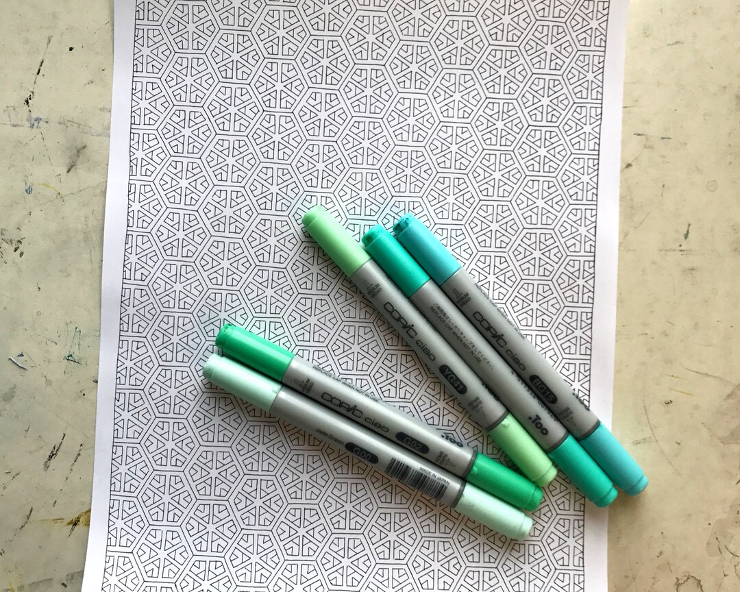 Colouring Page / Printable / Hexagon Pattern - Etsy