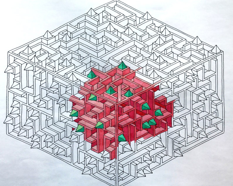 Colouring Page / Printable / Isometric Cuboid - Etsy