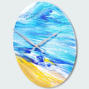 Unique Modern Large Clock for Walls, Ocean Seascape Design Abstract Art ...