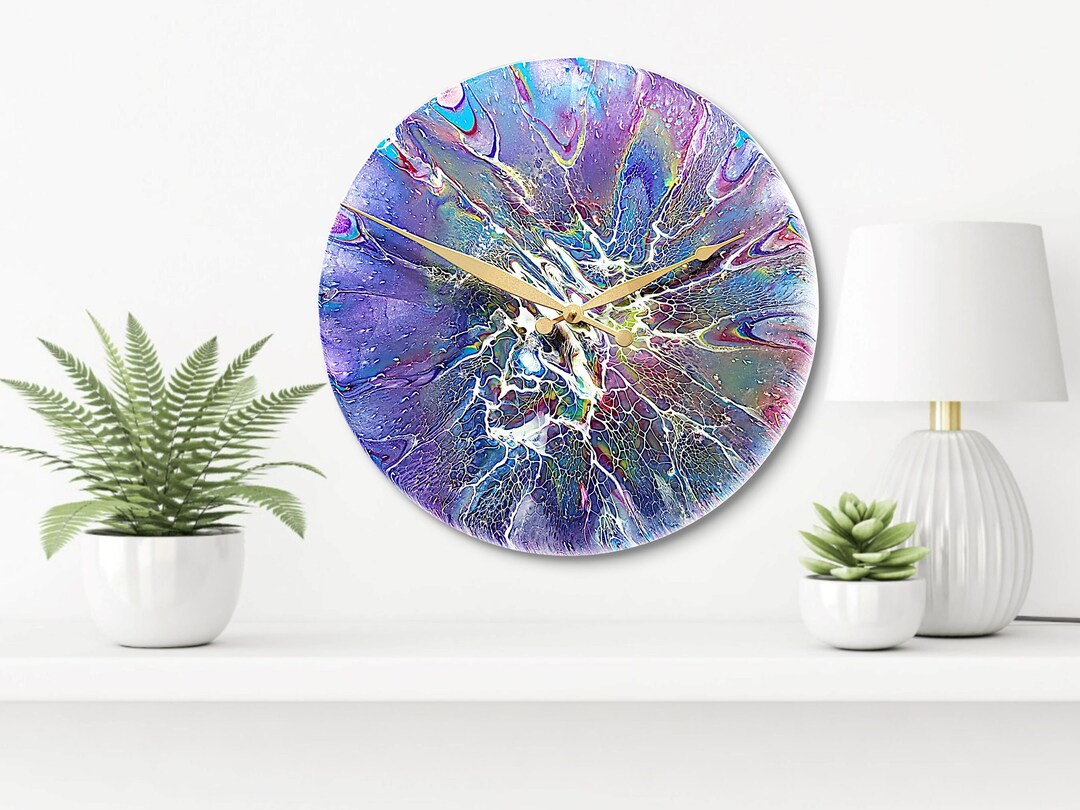 Wall Clock, Fluid Acrylic Art Unique Oversize Modern Unusual Clock for ...