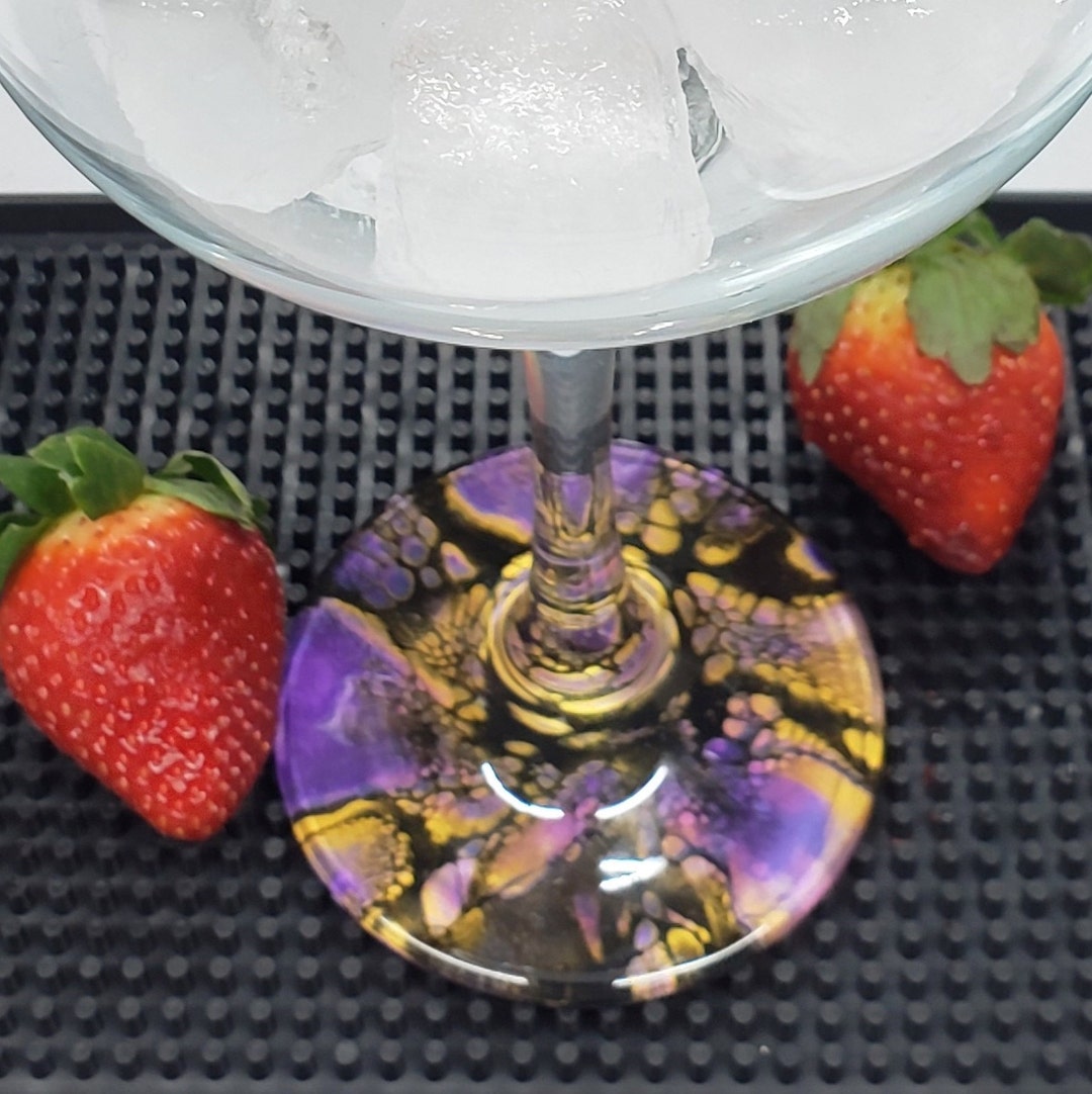 Purple Pink Gold Hand Painted Gin Glass, Decorative Unique Gin Glass ...