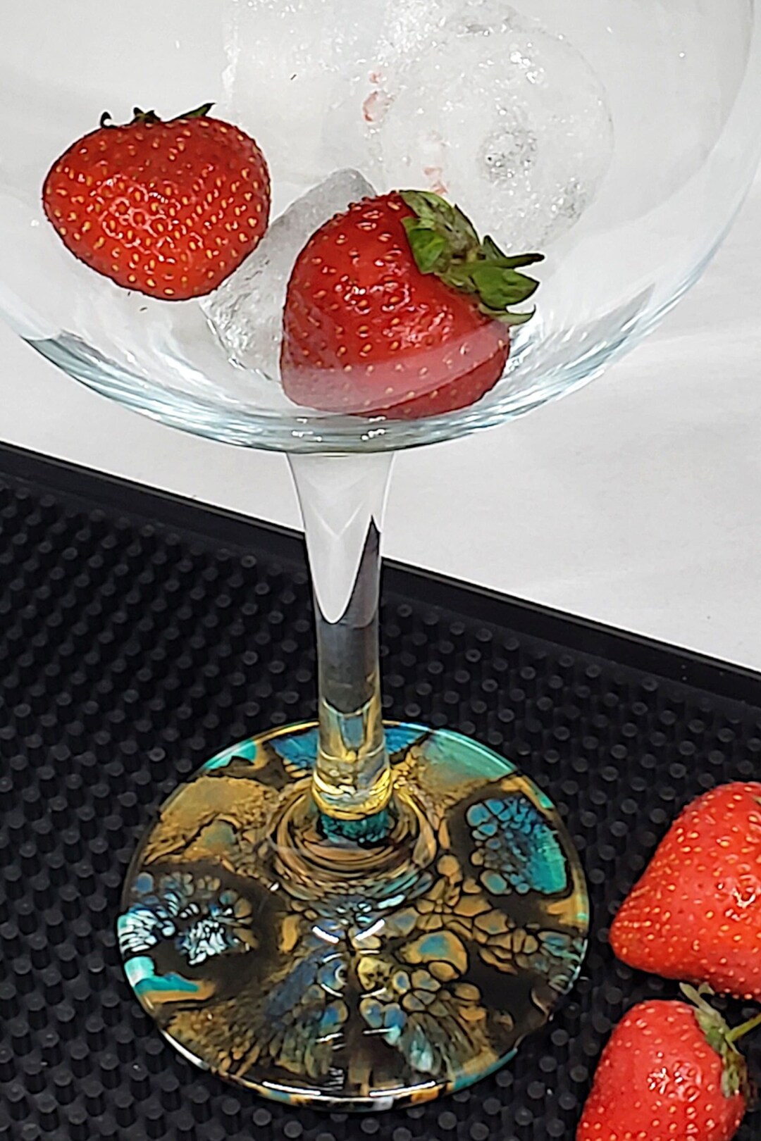 Hand Painted Gin Copa Glass: Teal and Gold Cocktail Gift - Etsy