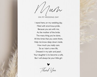 Mother of Bride Poem - Etsy