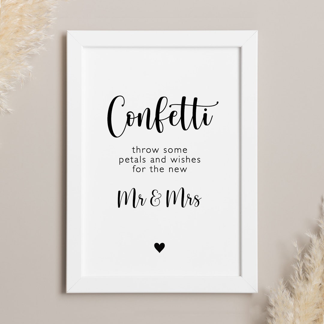 PRINTED, Confetti Sign, Confetti Print, Wedding Printable, Wedding ...