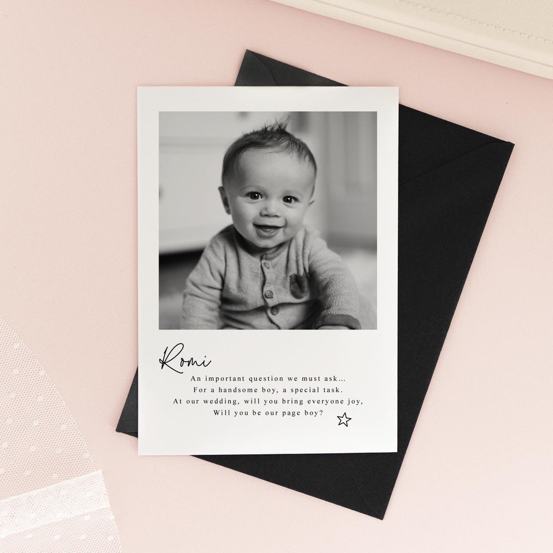 Single Sided Page Boy Proposal Card Postcard, Personalised Will You Be ...