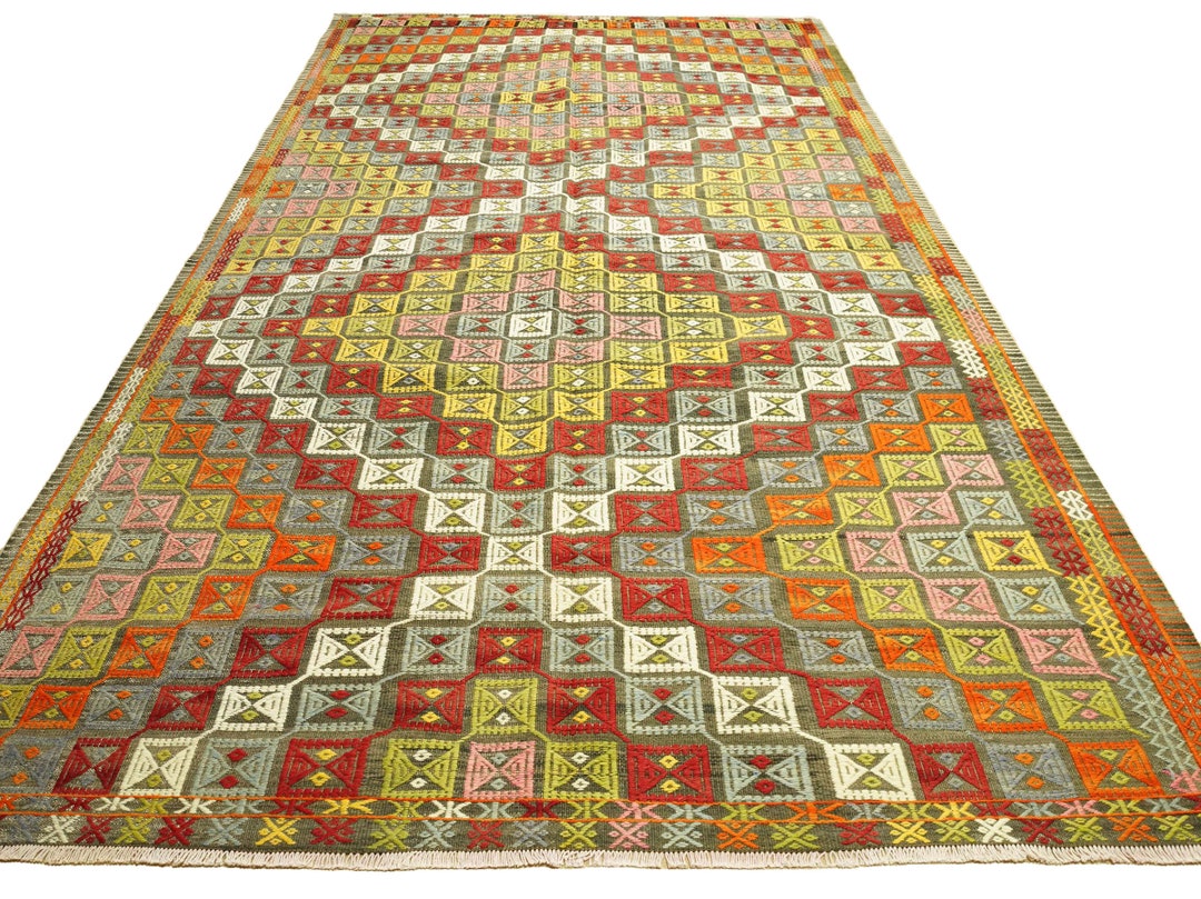 6x11 Ft Turkish Cicim Rug, Handmade Embrodiery Cicim Kilim Rug ...