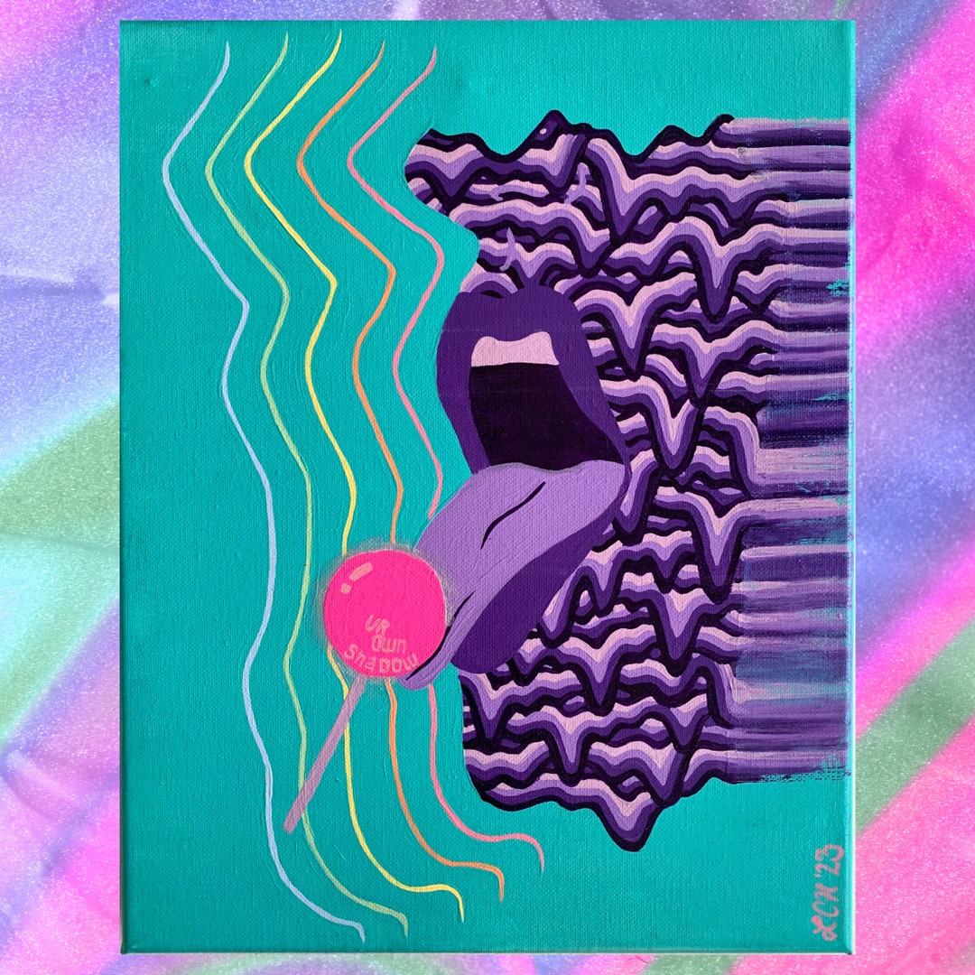 Trippy Drippy Shadow Work Portrait Acrylic Painting, Spiritual ...