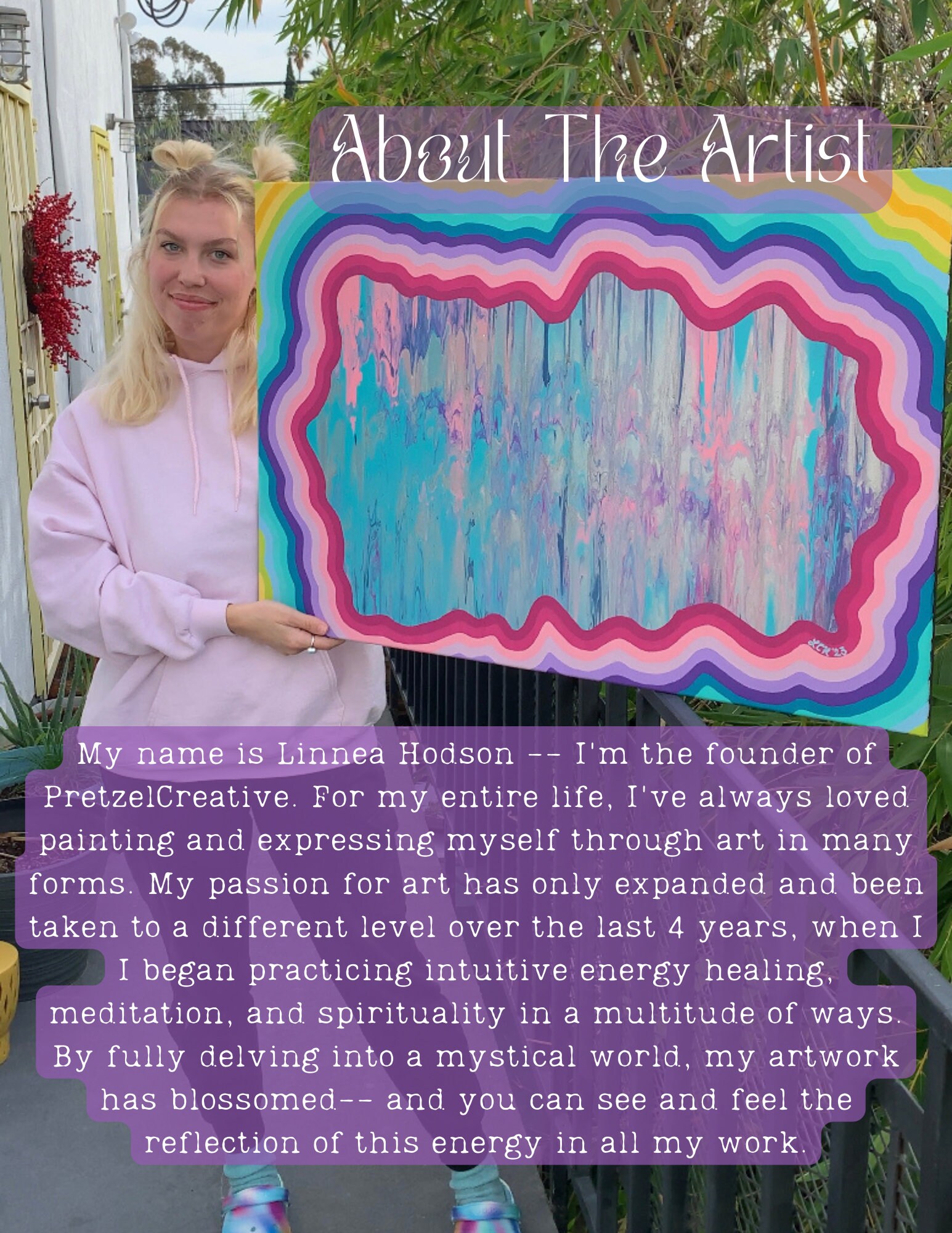 Trippy Drippy Shadow Work Portrait Acrylic Painting, Spiritual ...