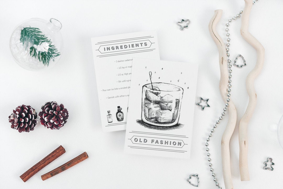 Old Fashioned Recipe Card | Cocktail Recipe Card | Greeting Card ...