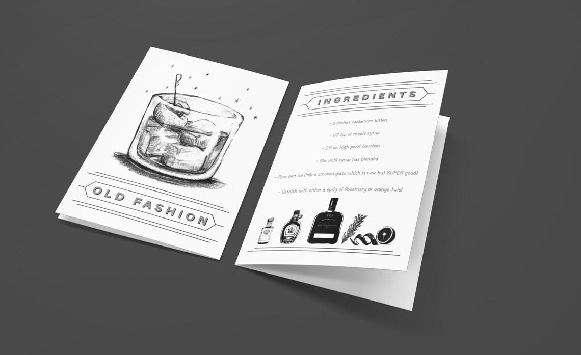 Old Fashioned Recipe Card | Cocktail Recipe Card | Greeting Card ...