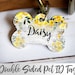 Yellow Floral Dog Tag, Rustic Dog Tag, Faux Wood ID, Cat ID Tag, Dog ID ...