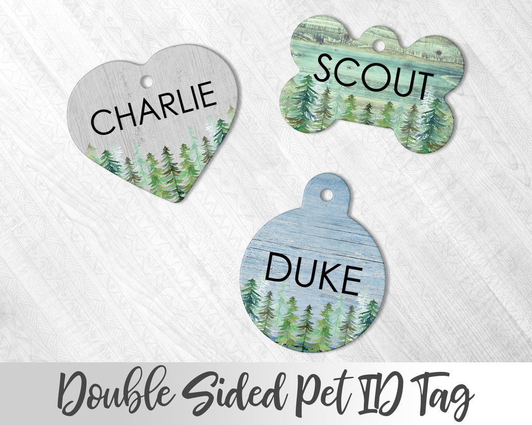 Rustic Dog Tag, Wilderness Pet Tag, Faux Wood Pet Tag, Personalized Pet ...