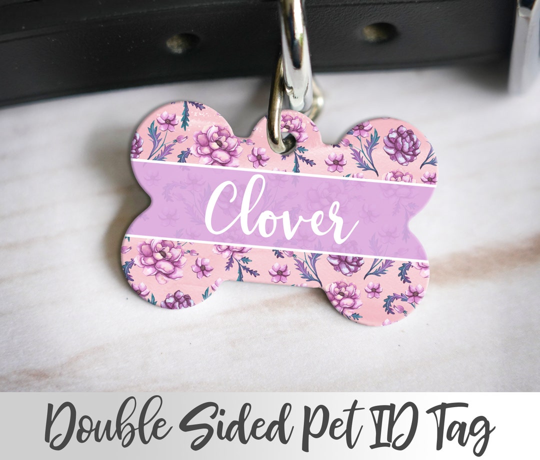 Purple Pet Tag, Dog Name Tags, Cat Tag, Custom Dog Tag, Cute Pet Tag ...