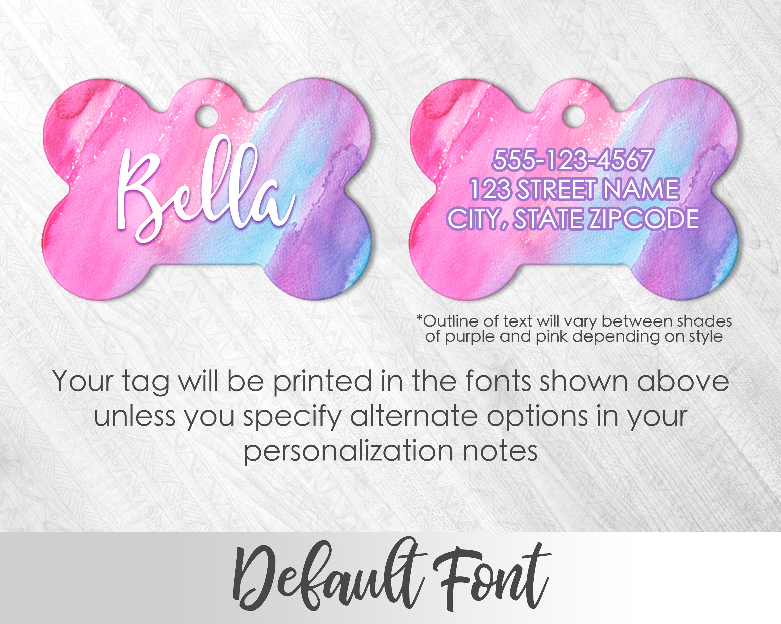 Watercolor Dog Tag for Dog Pink and Blue Pet Tag Cat ID Tag | Etsy