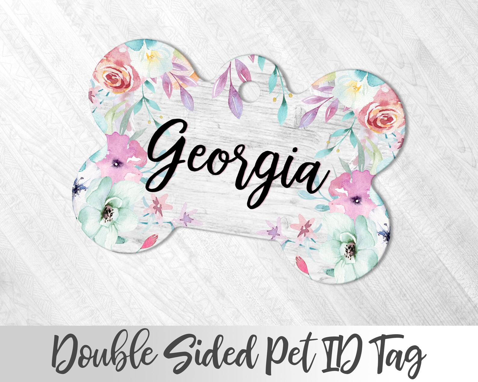 Pretty Dog Tag for Dog Faux Wood Girl Dog Name Tag | Etsy