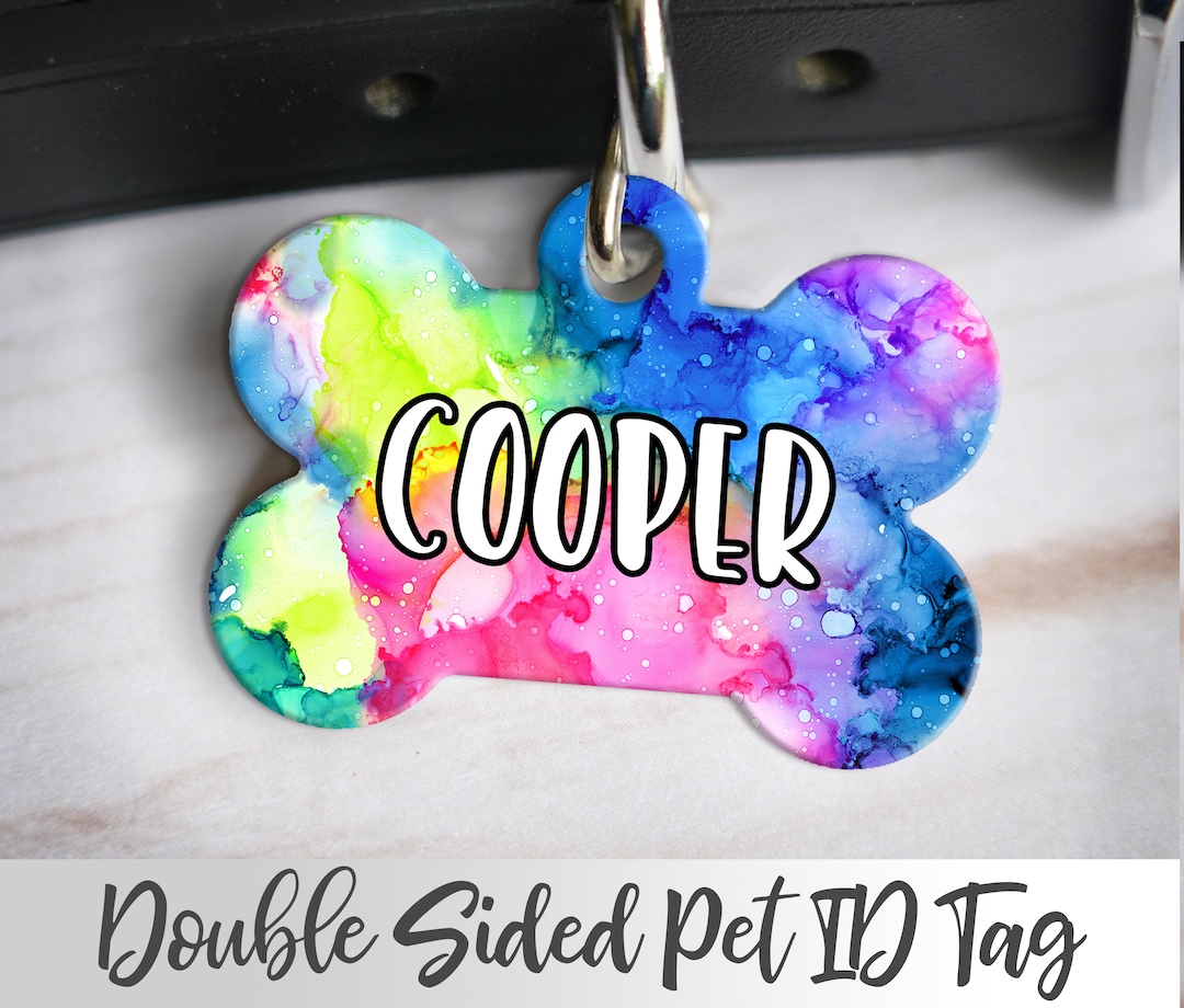 Rainbow Pet Tag, Rainbow Watercolor Dog Tag for Dog, Hippy Pet Tag, Tie ...